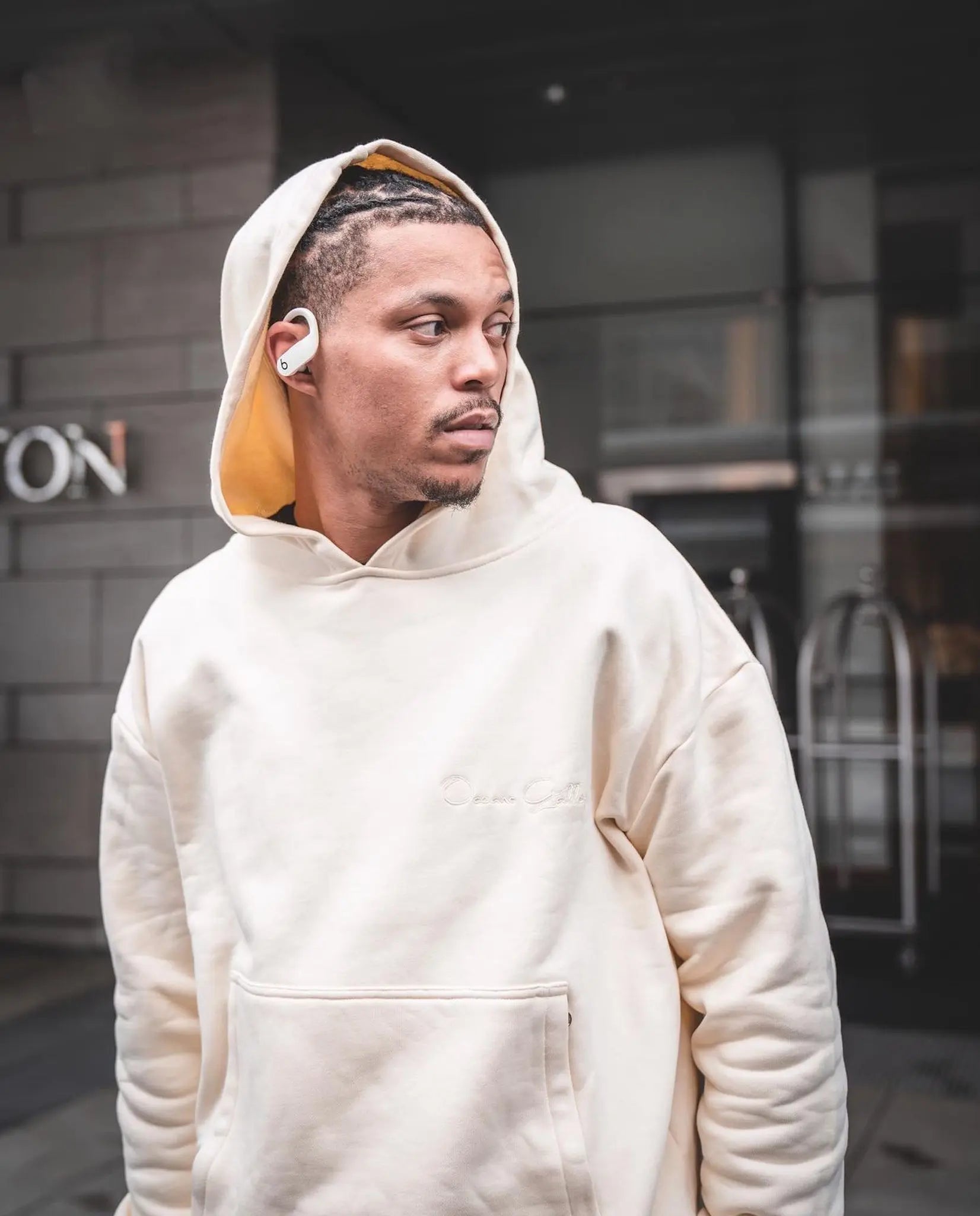 Celebrity Style in a Cream French Terry Set - OCEANS GALLERY – OCEANS GALLERY